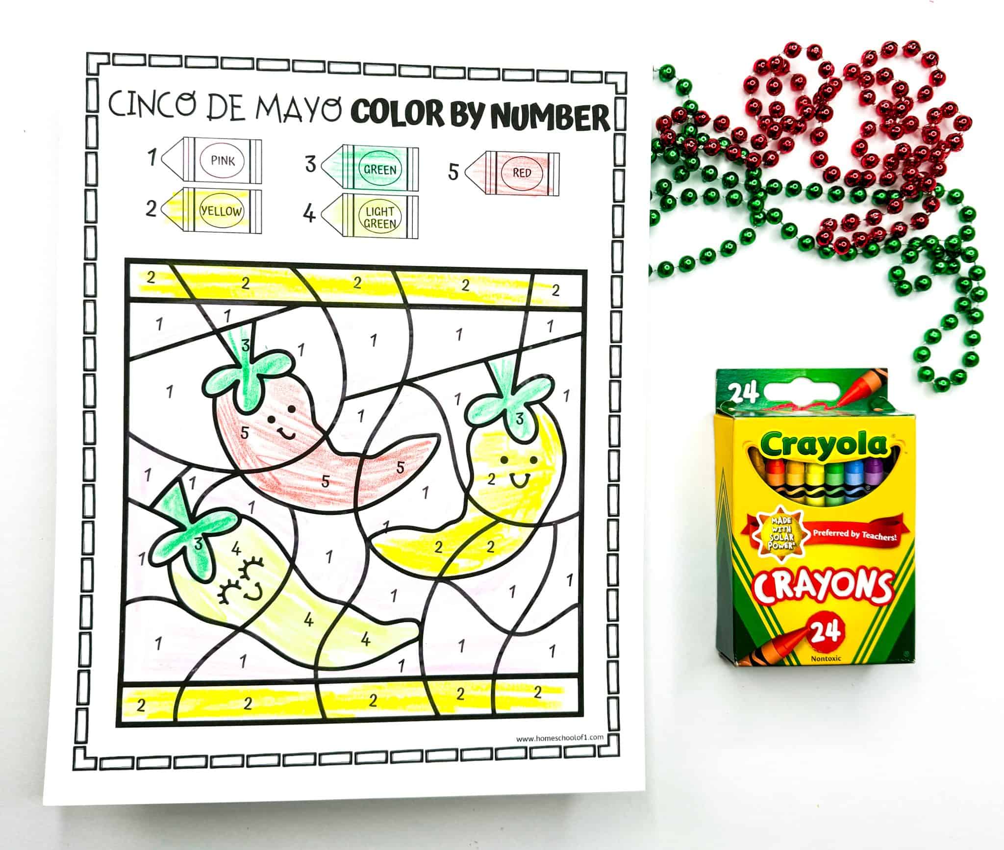 Free Cinco de Mayo Color by Number Worksheets