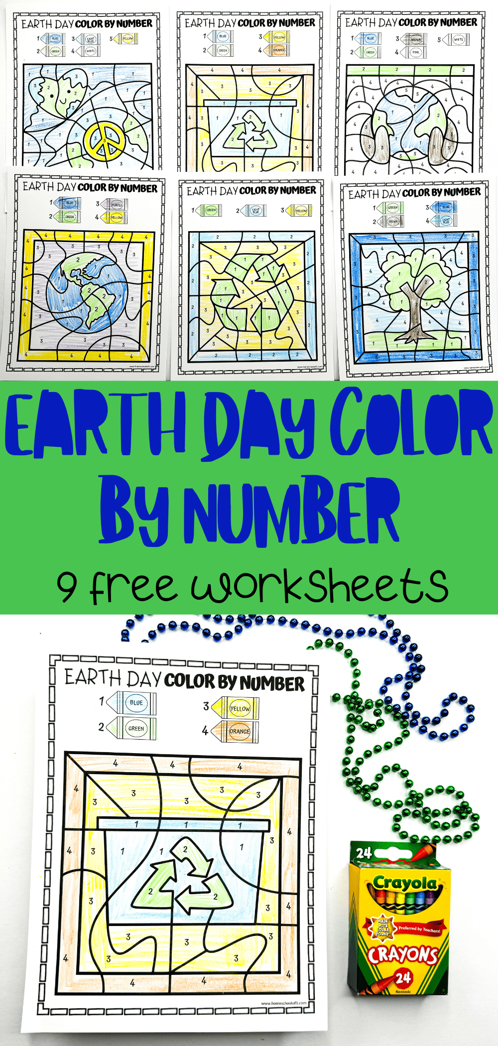Free Earth Day Color by Number Printables for Kids