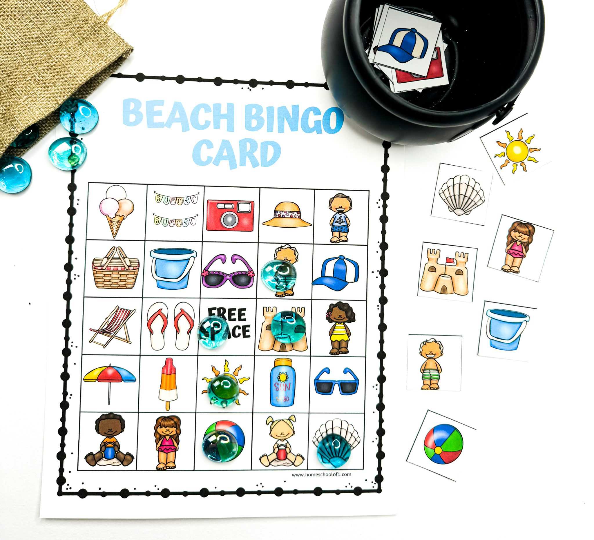 Free Beach Bingo Printable Game for Kids