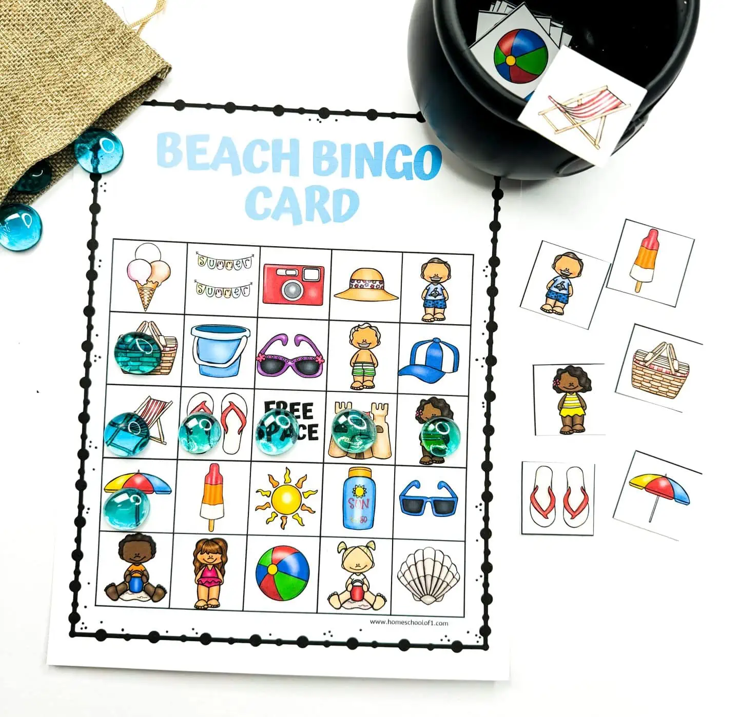 Free Beach Bingo Printable Game for Kids