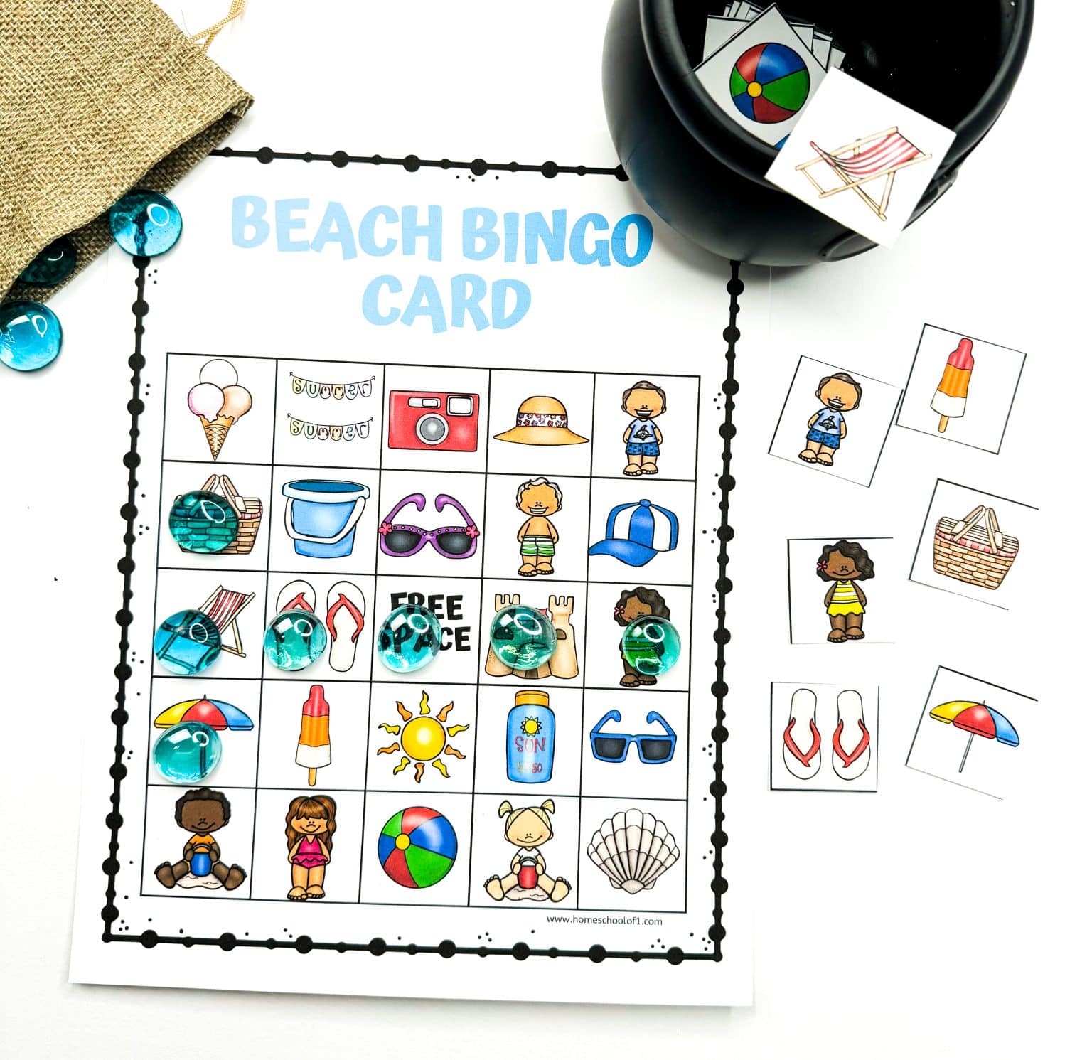 Free Beach Bingo Printable Game for Kids