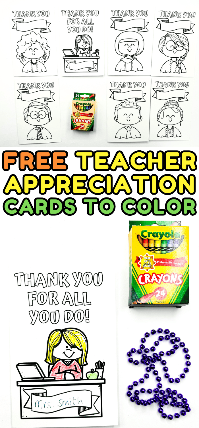 Free Printable Teacher Appreciation Cards to Color