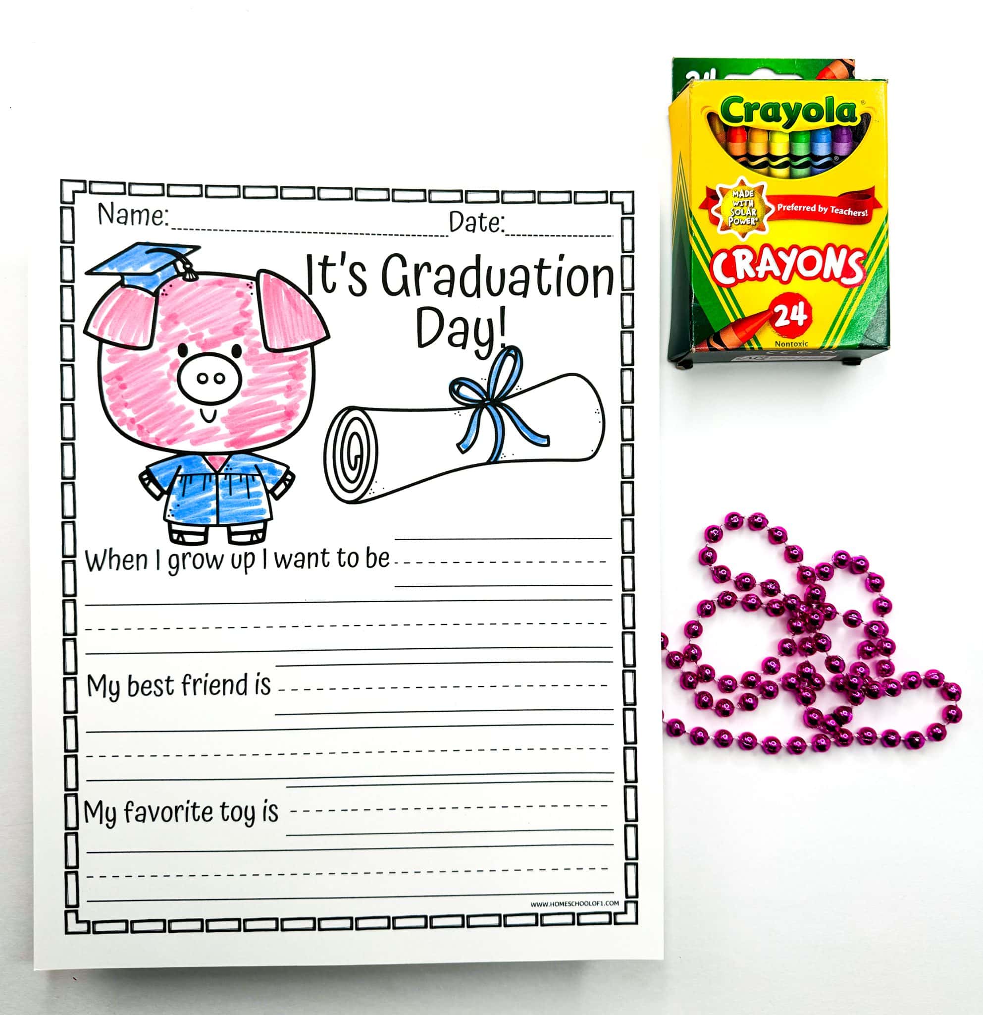 Kindergarten Graduation Worksheet (Free Writing Prompts)