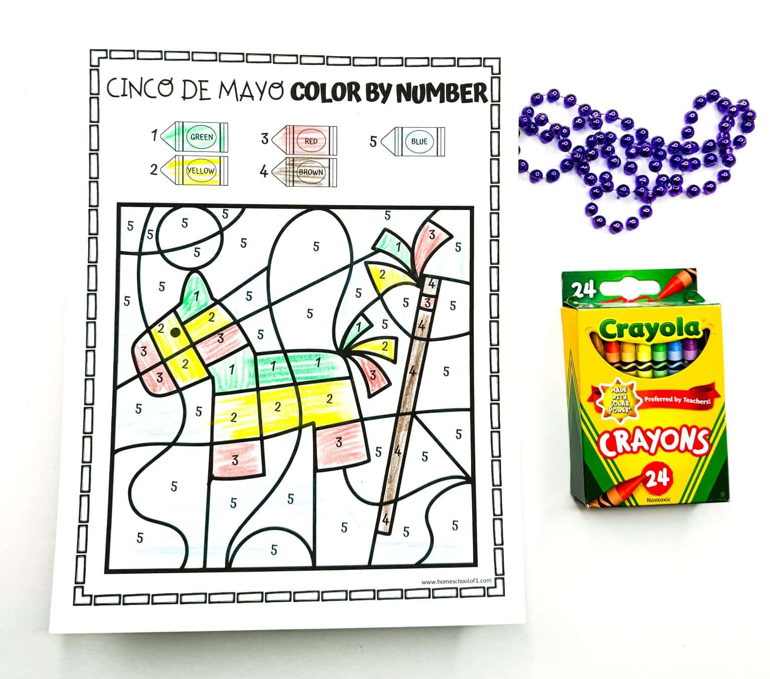 Free Cinco de Mayo Color by Number Worksheets