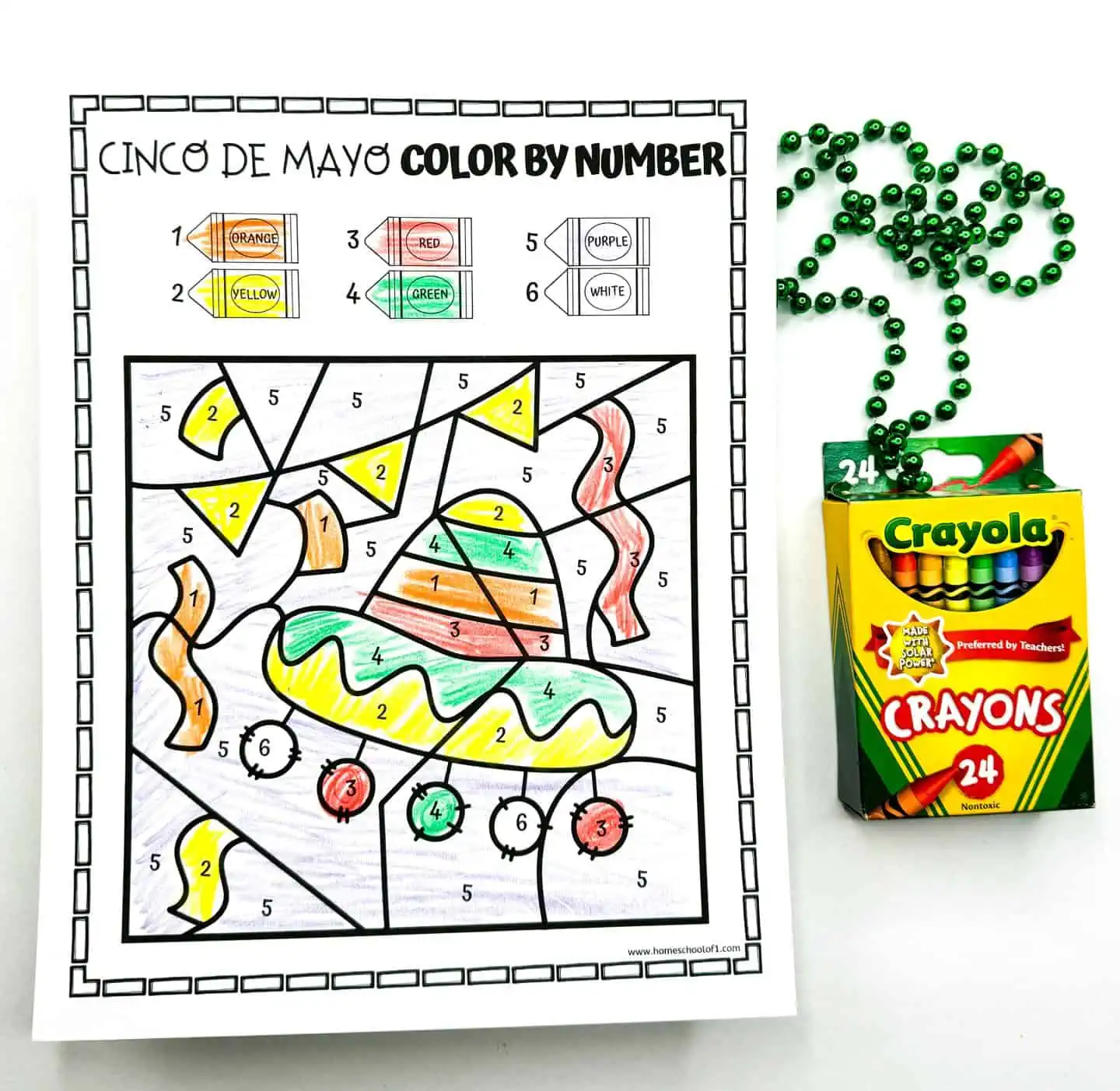 Free Cinco de Mayo Color by Number Worksheets