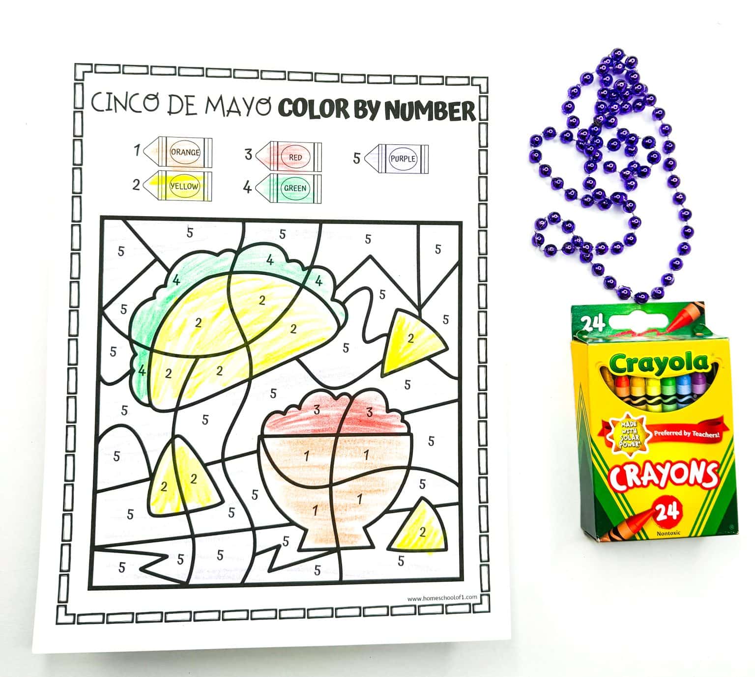 Free Cinco de Mayo Color by Number Worksheets