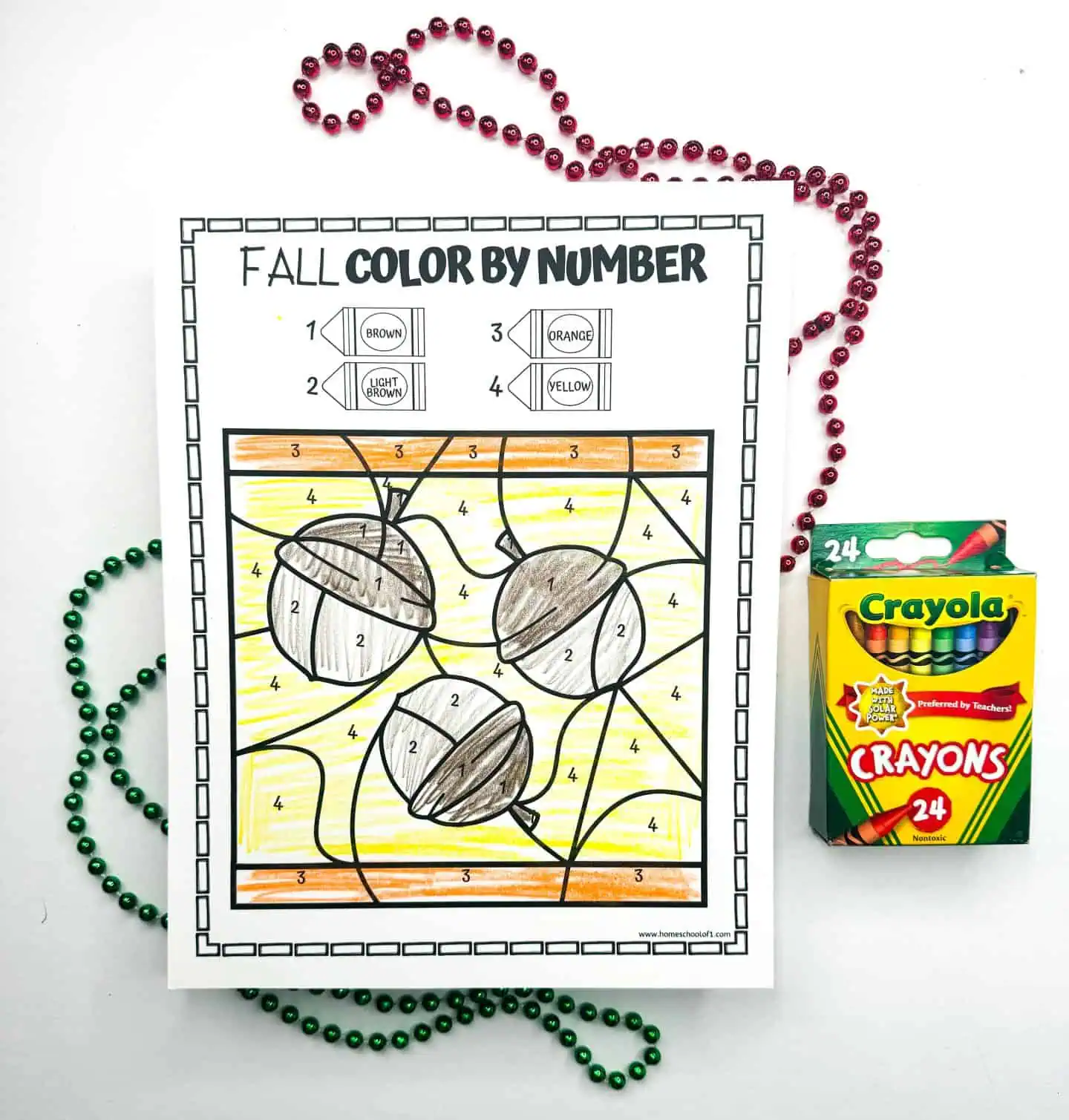 Free Fall Color by Number Worksheets