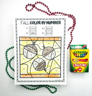 Free Fall Color by Number Worksheets