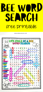 Free Bee Word Search Printable For Kids