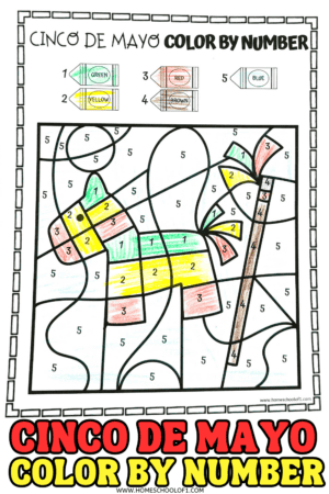 Free Cinco de Mayo Color by Number Worksheets