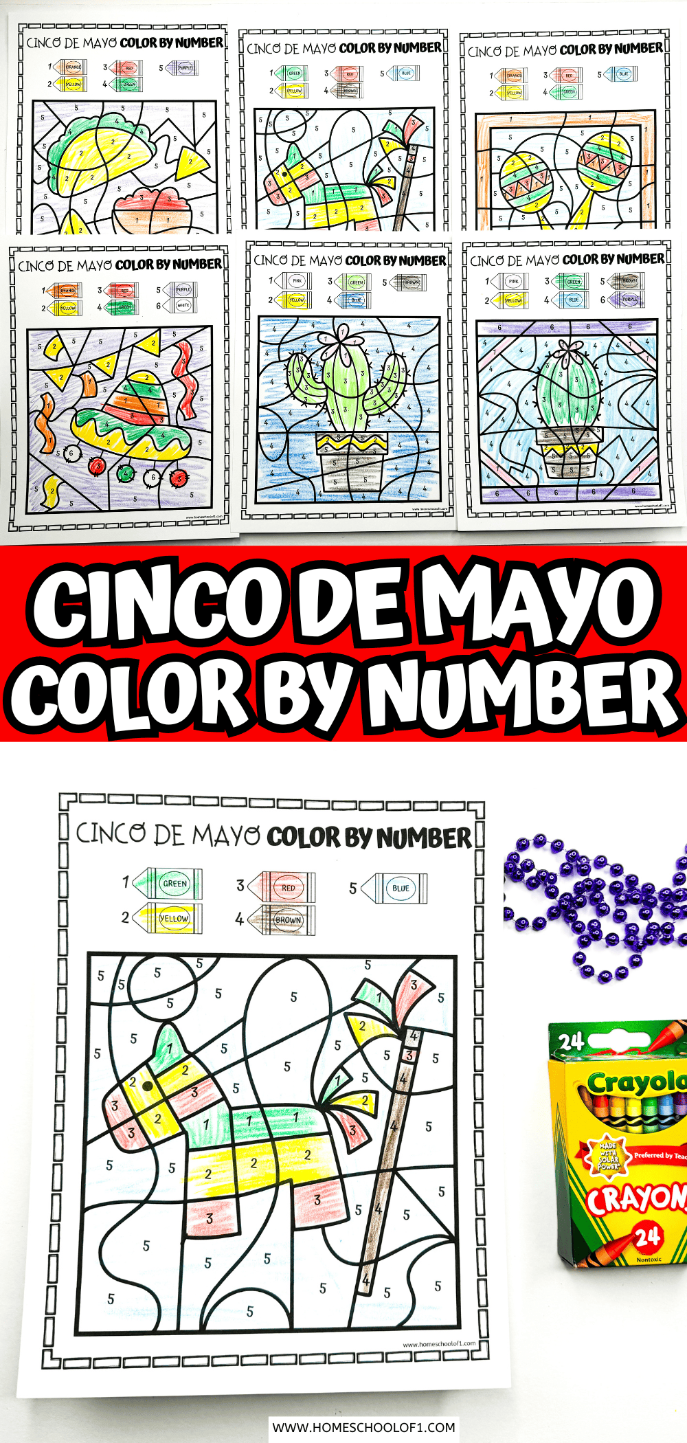 Free Cinco de Mayo Color by Number Worksheets