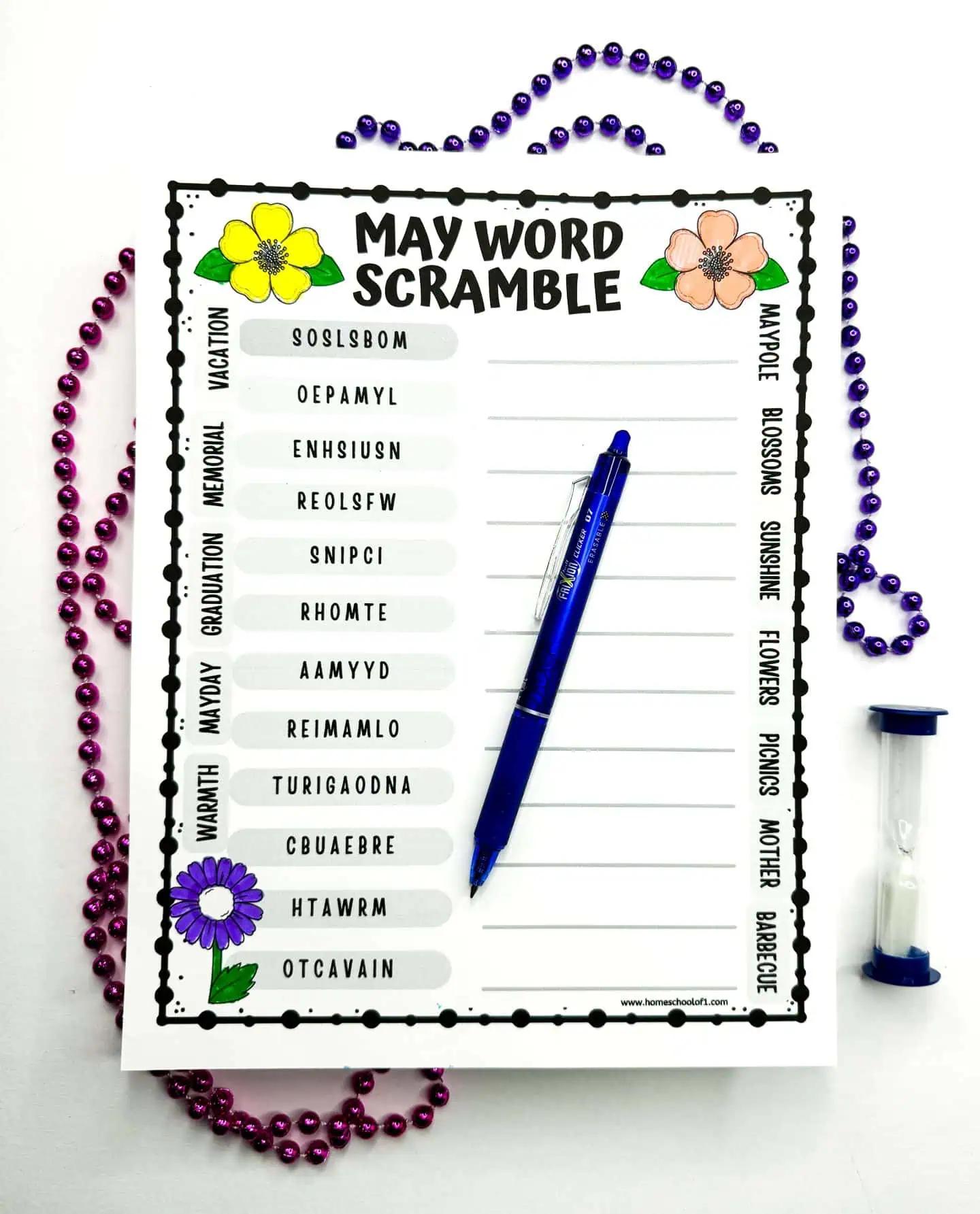 Free May Word Scramble Printable