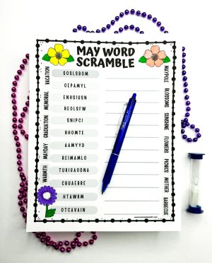 Free May Word Scramble Printable for Kids & Adults