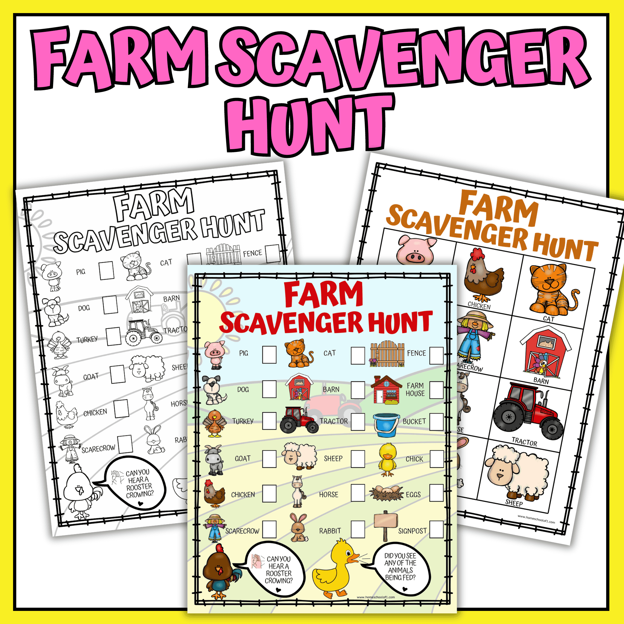 Farm Scavenger Hunt Free Printable
