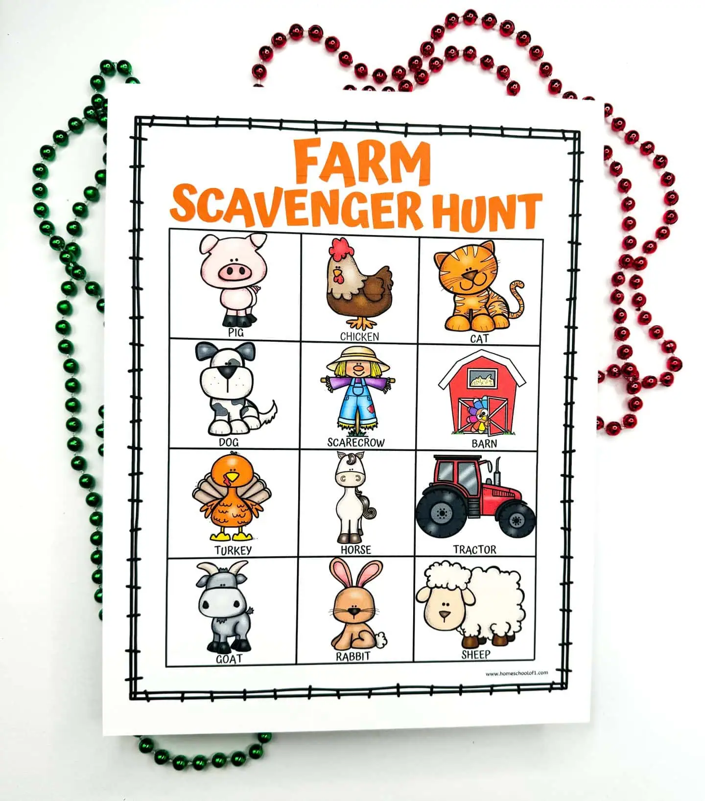 Farm Scavenger Hunt Free Printable