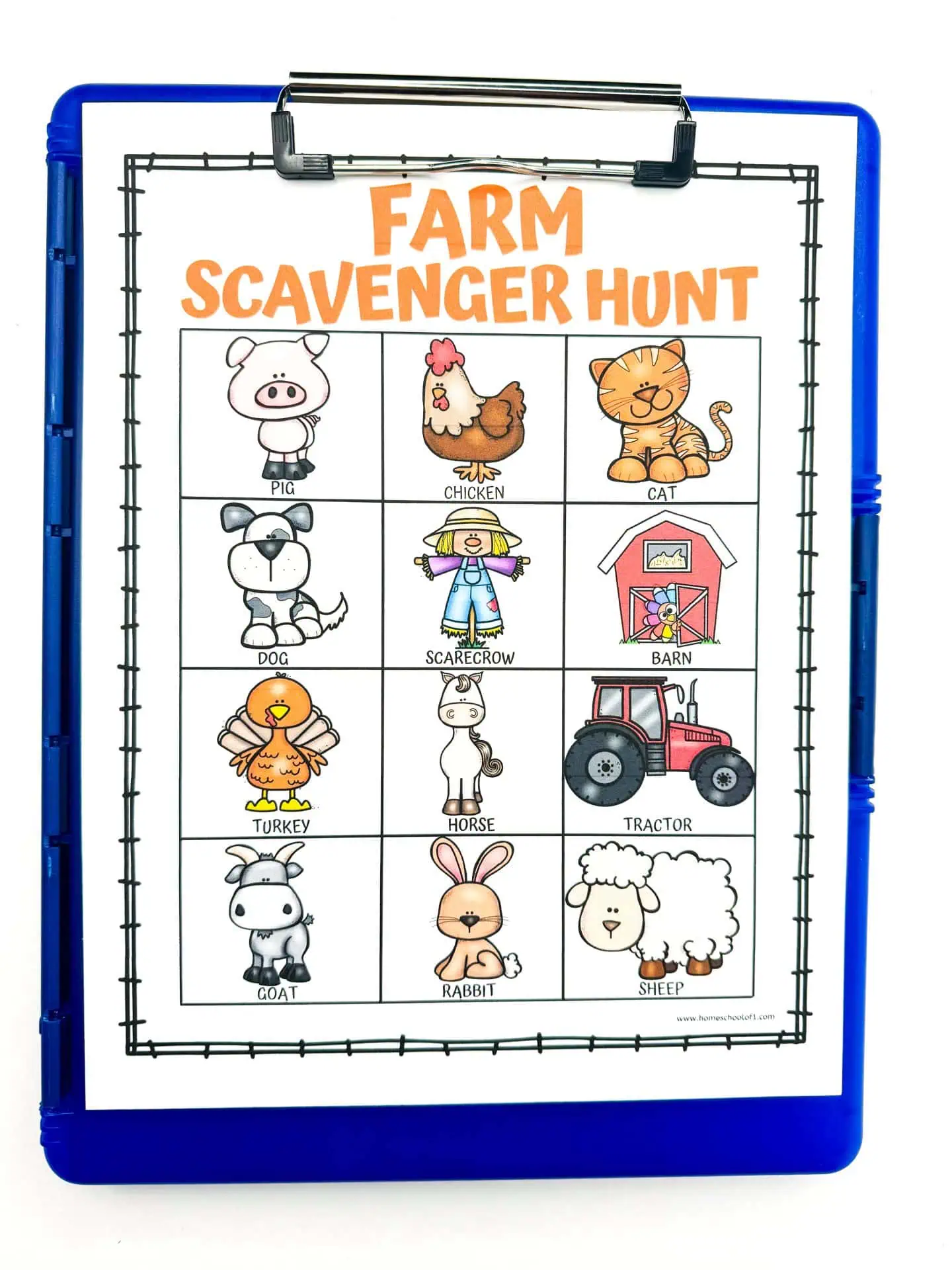 Farm Scavenger Hunt Free Printable