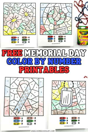 Free Memorial Day Color by Number Worksheets for Kids