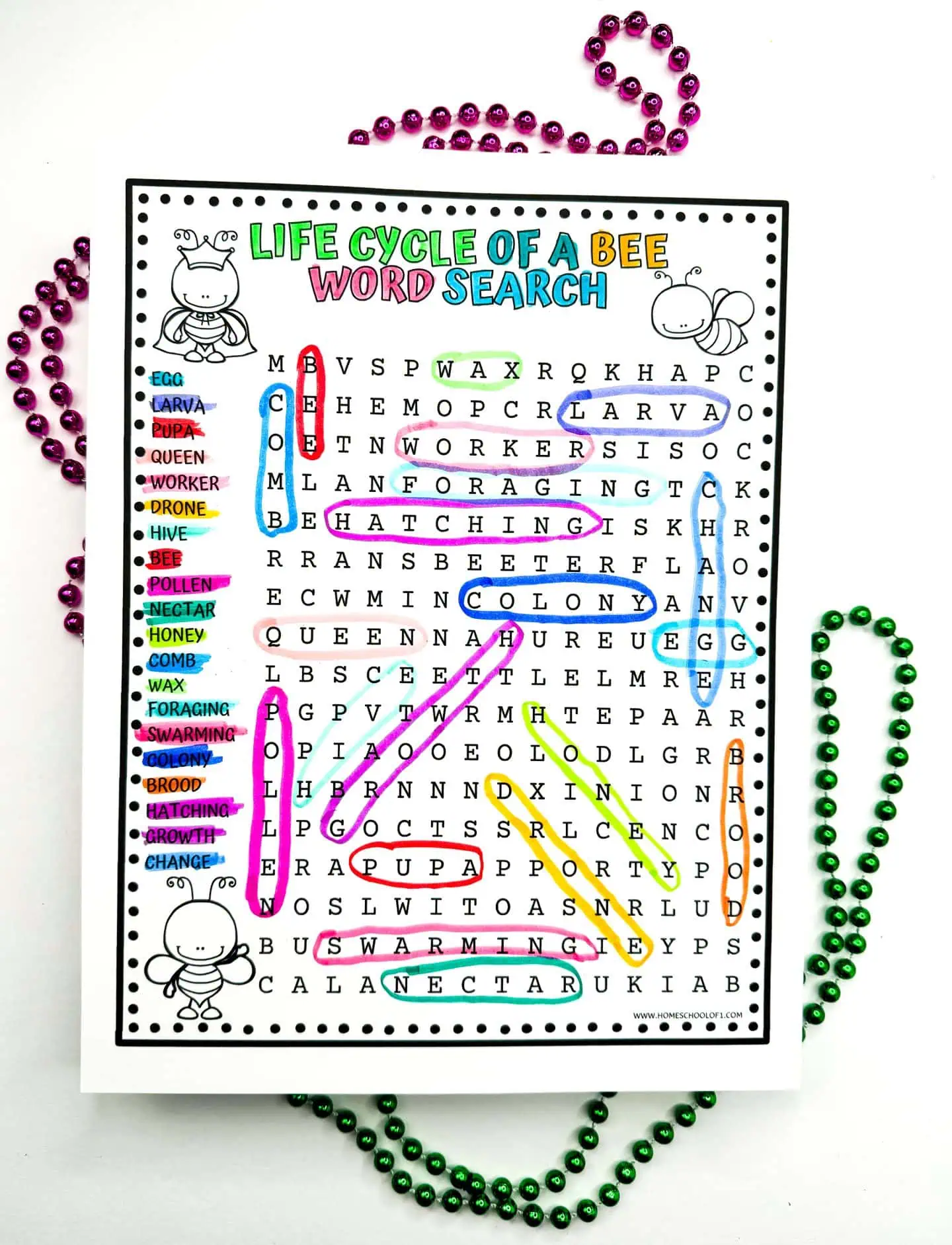 Free Bee Word Search Printable For Kids