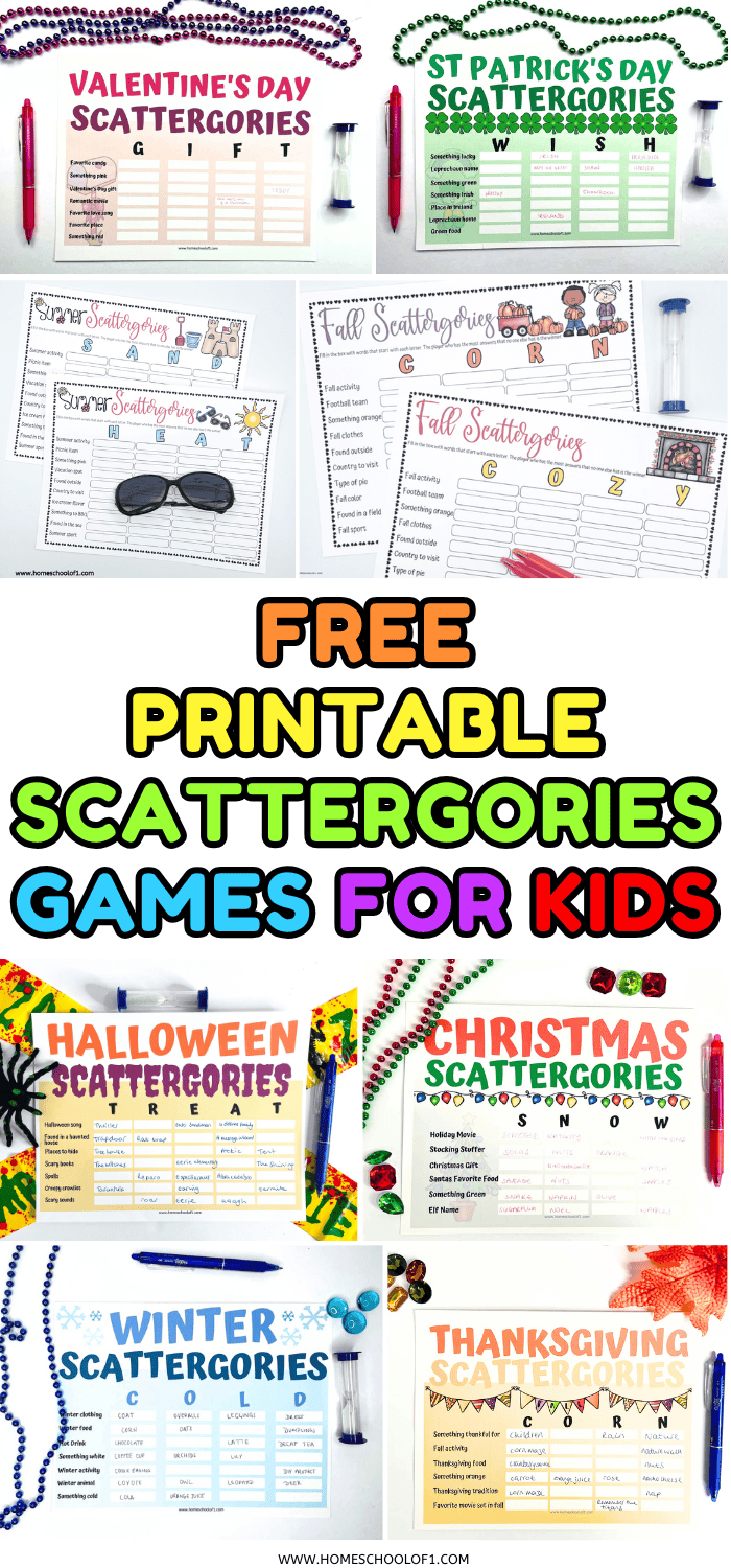Free Printable Scattergories Lists for Holidays & Educational Fun