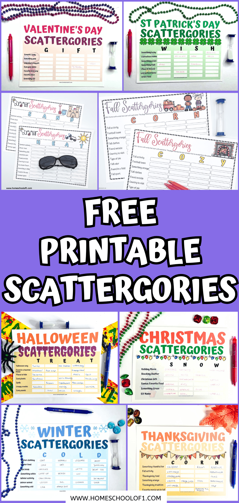 Free Printable Scattergories Lists for Holidays & Educational Fun