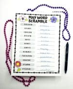 Free May Word Scramble Printable for Kids & Adults