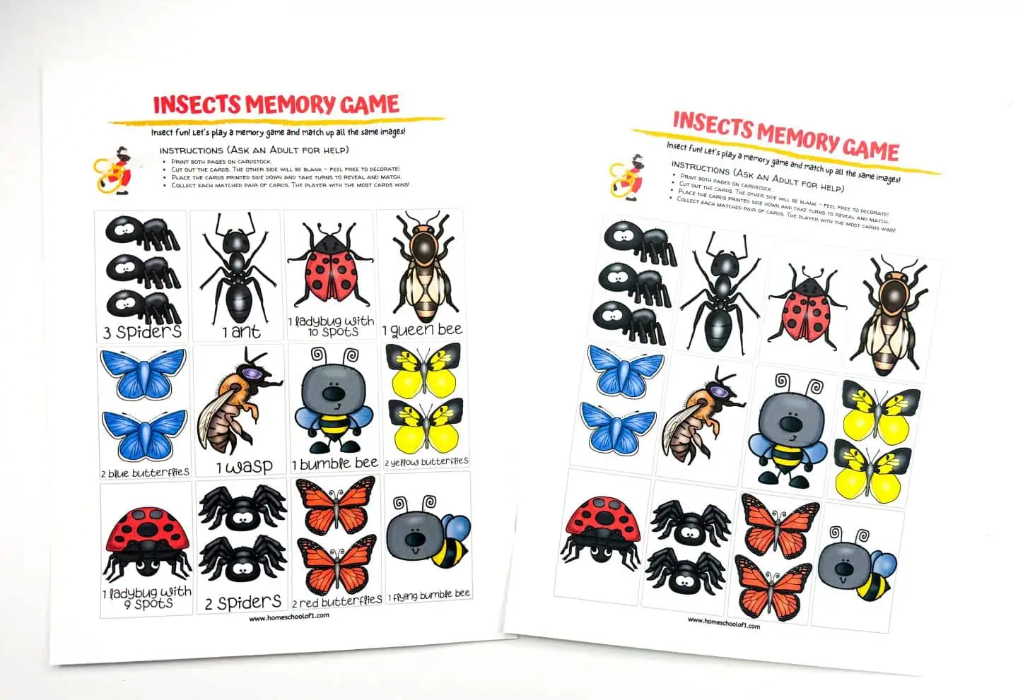 Free Insect Memory Game Printable
