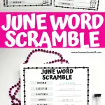 Free June Word Scramble Printable