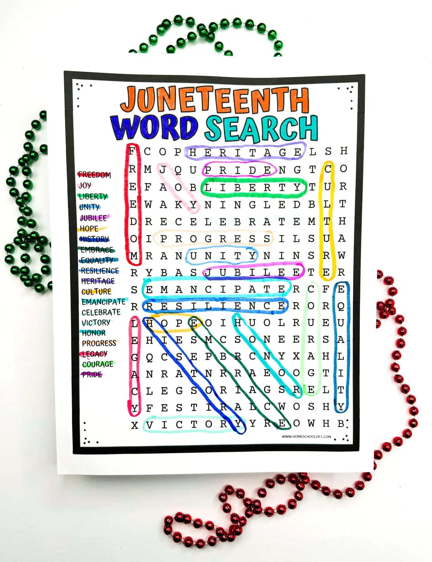Free Juneteenth Word Search Printable