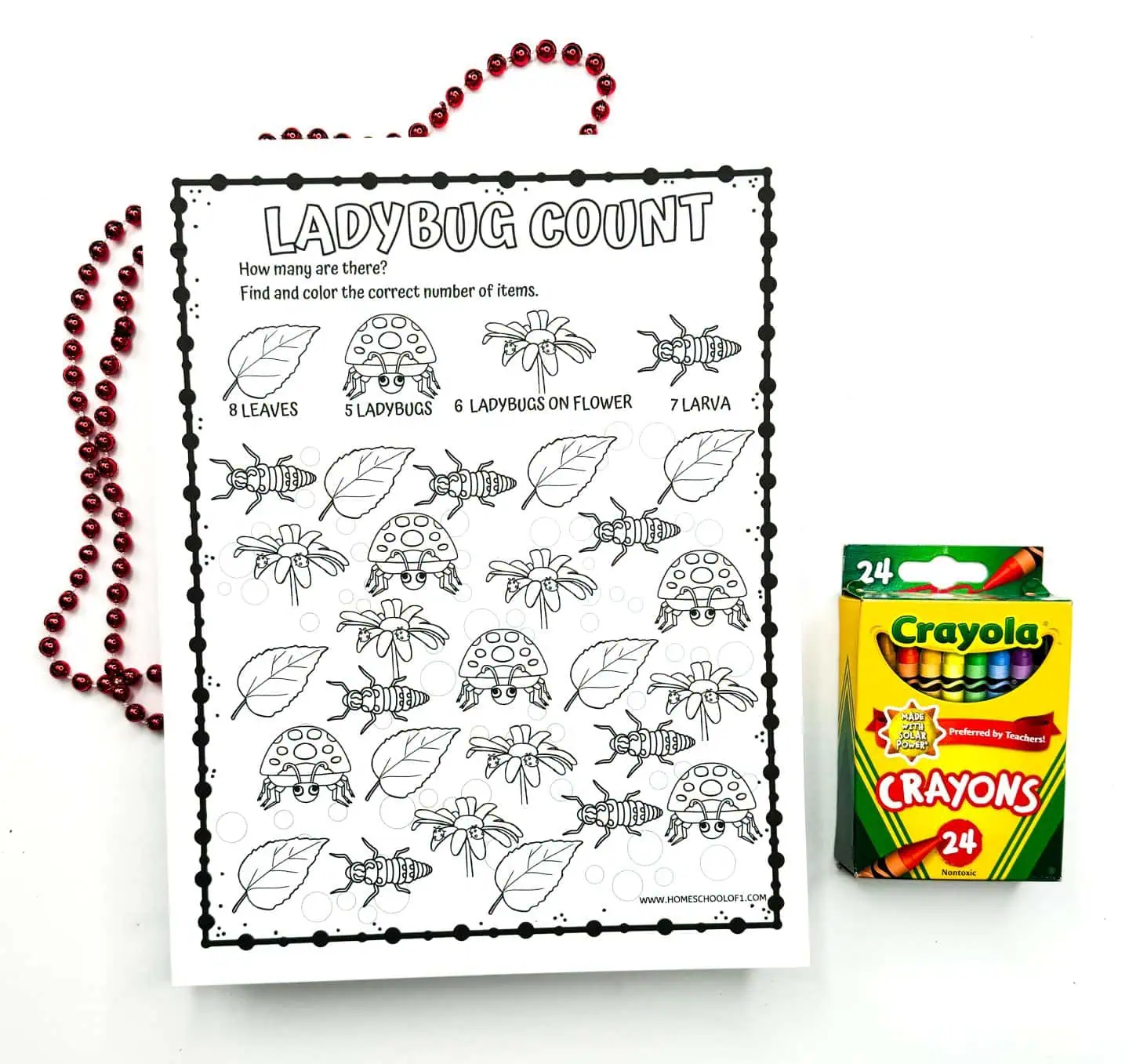 Free Ladybug Math Worksheet for Preschool Counting