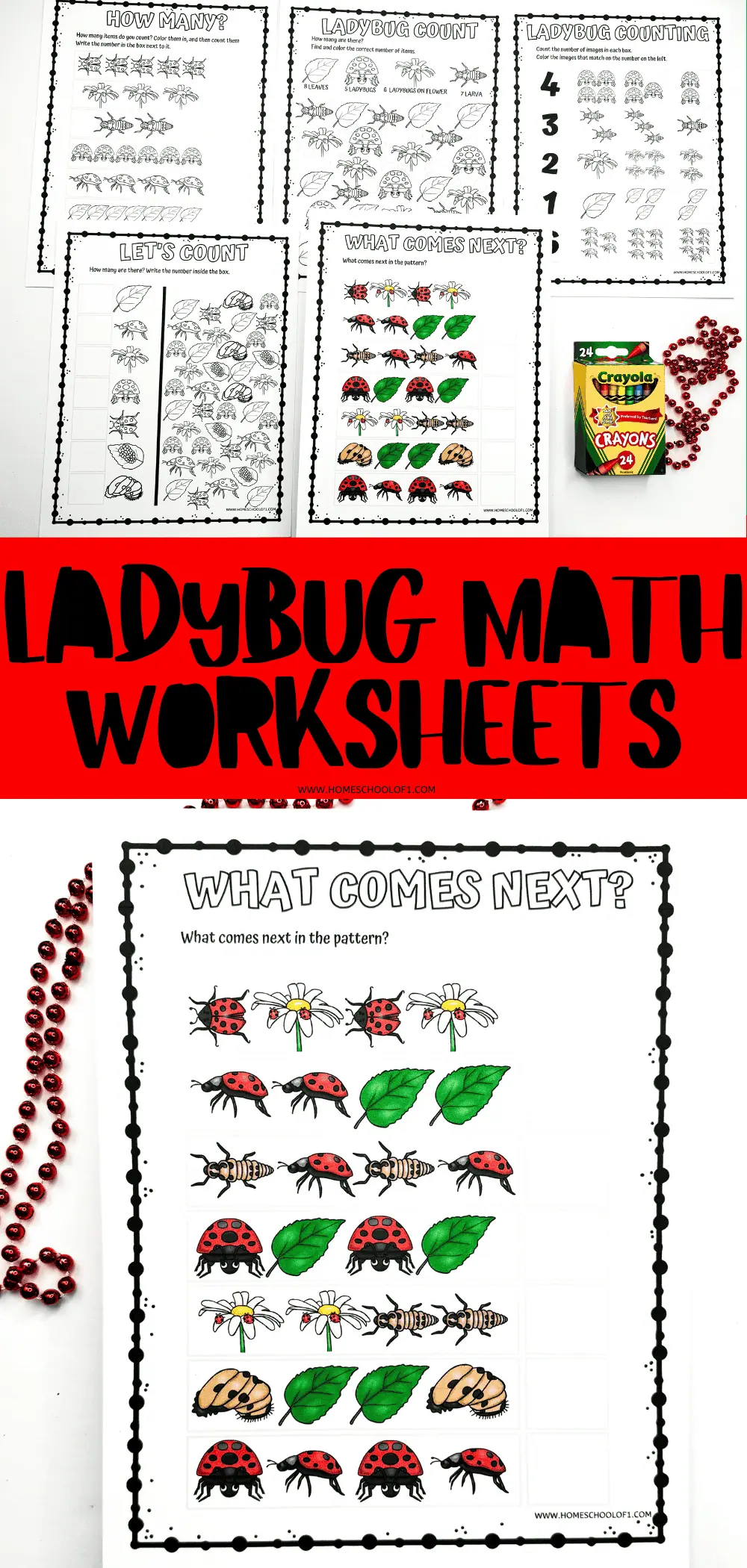 5 Free Ladybug Math Worksheets for Preschoolers