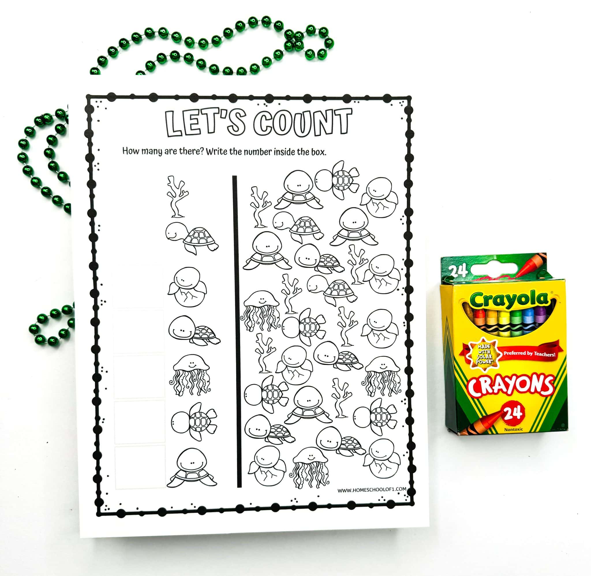 5 Free Turtle Math Worksheets for Preschoolers