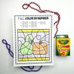 Free Fall Color by Number Worksheets