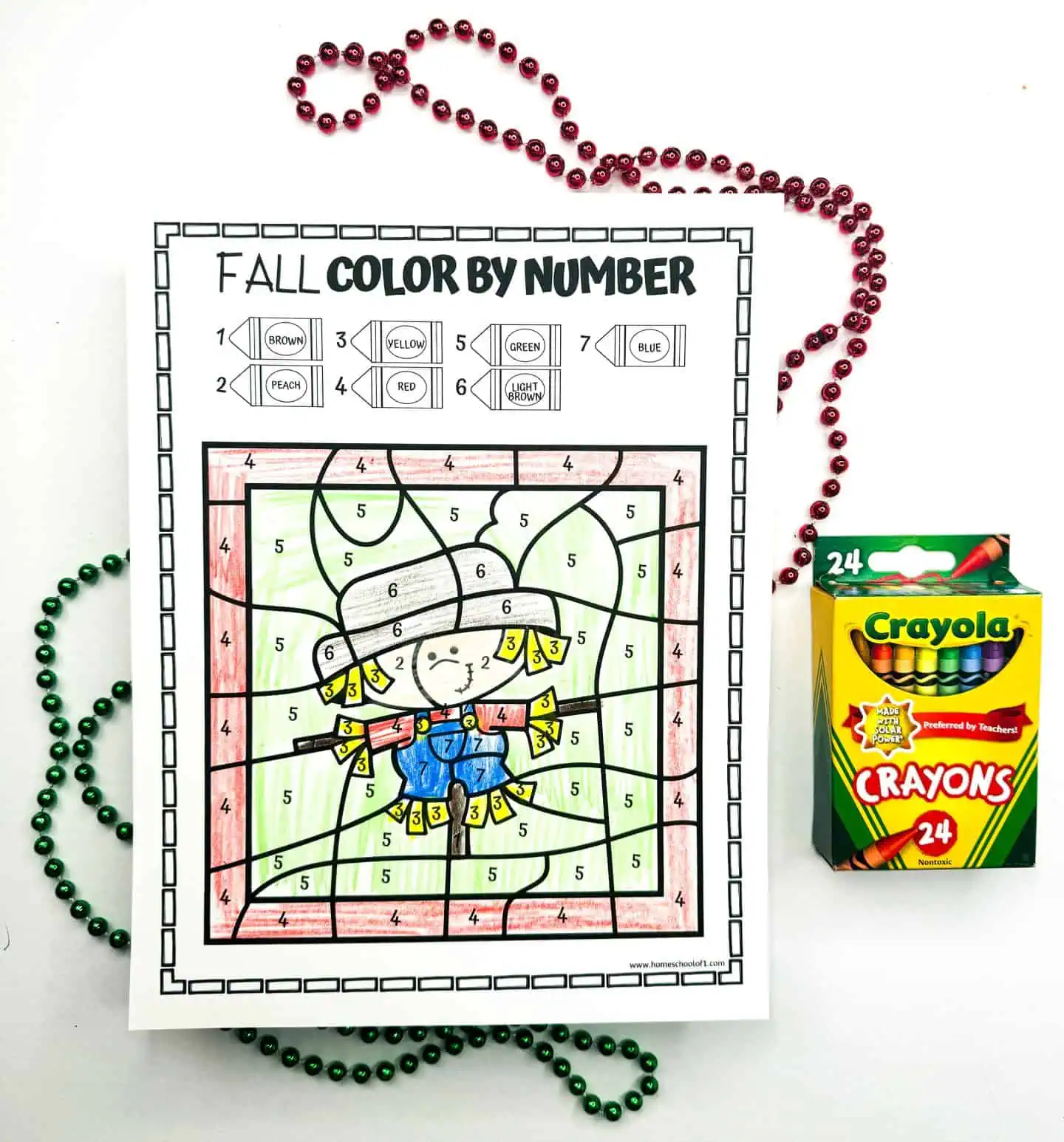 Free Fall Color by Number Worksheets