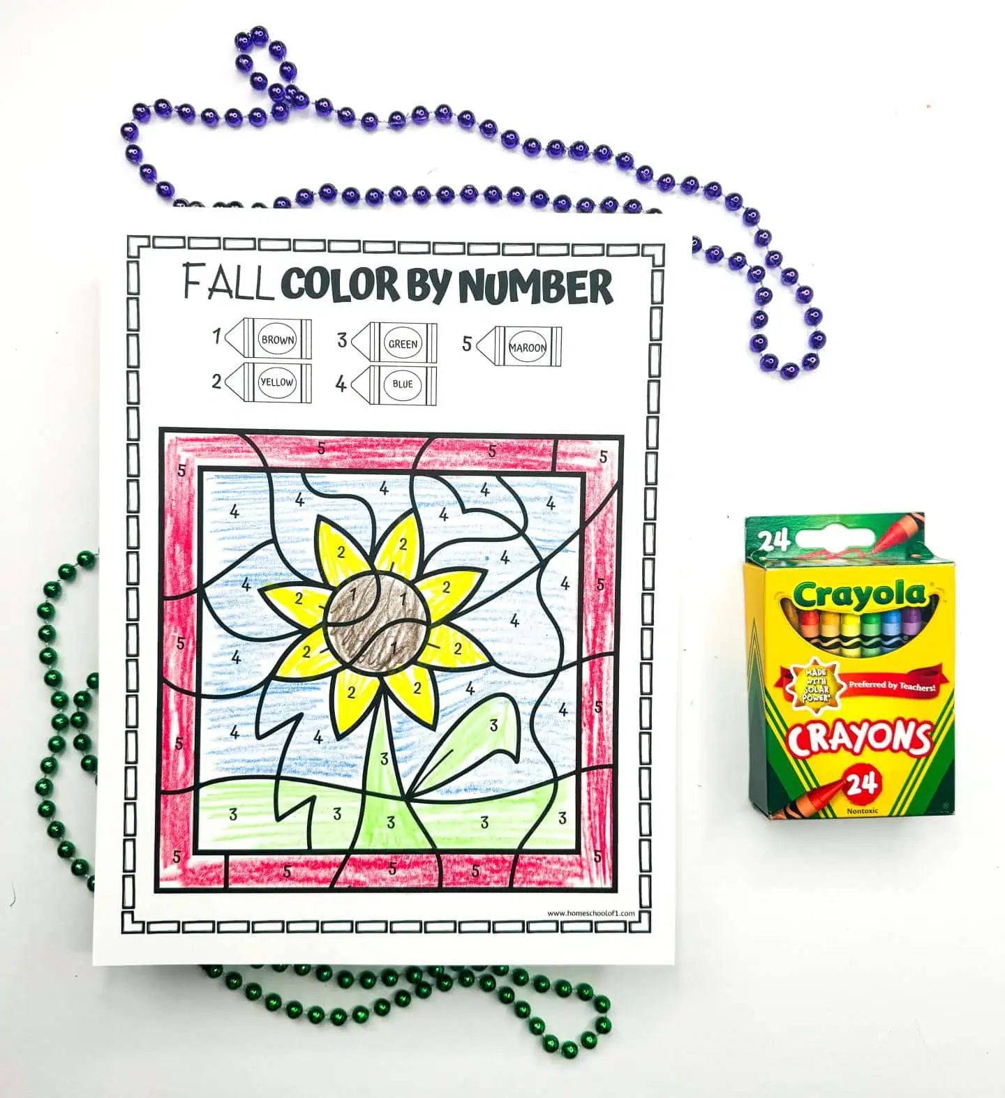 Free Fall Color by Number Worksheets