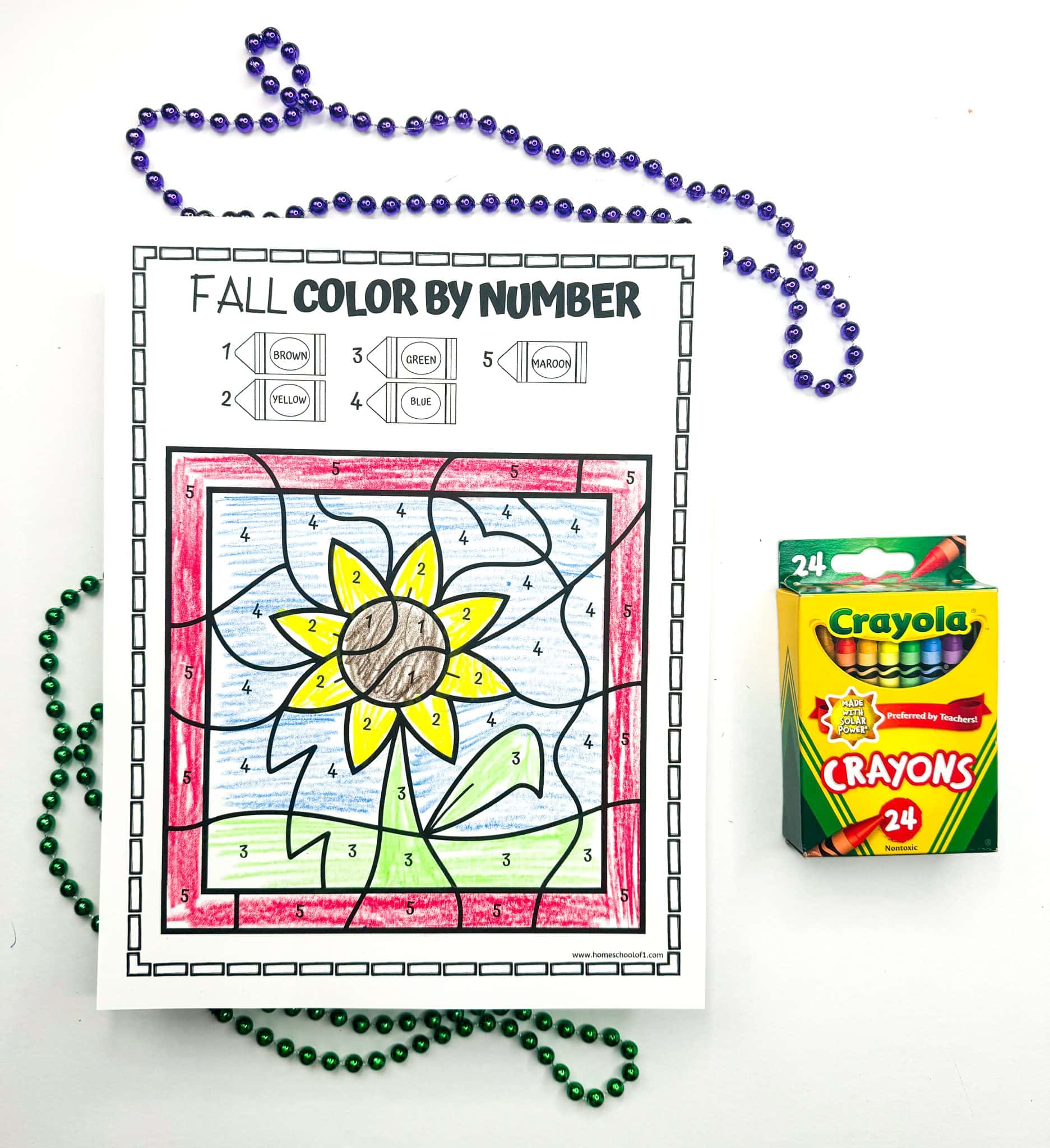 Free Fall Color by Number Worksheets