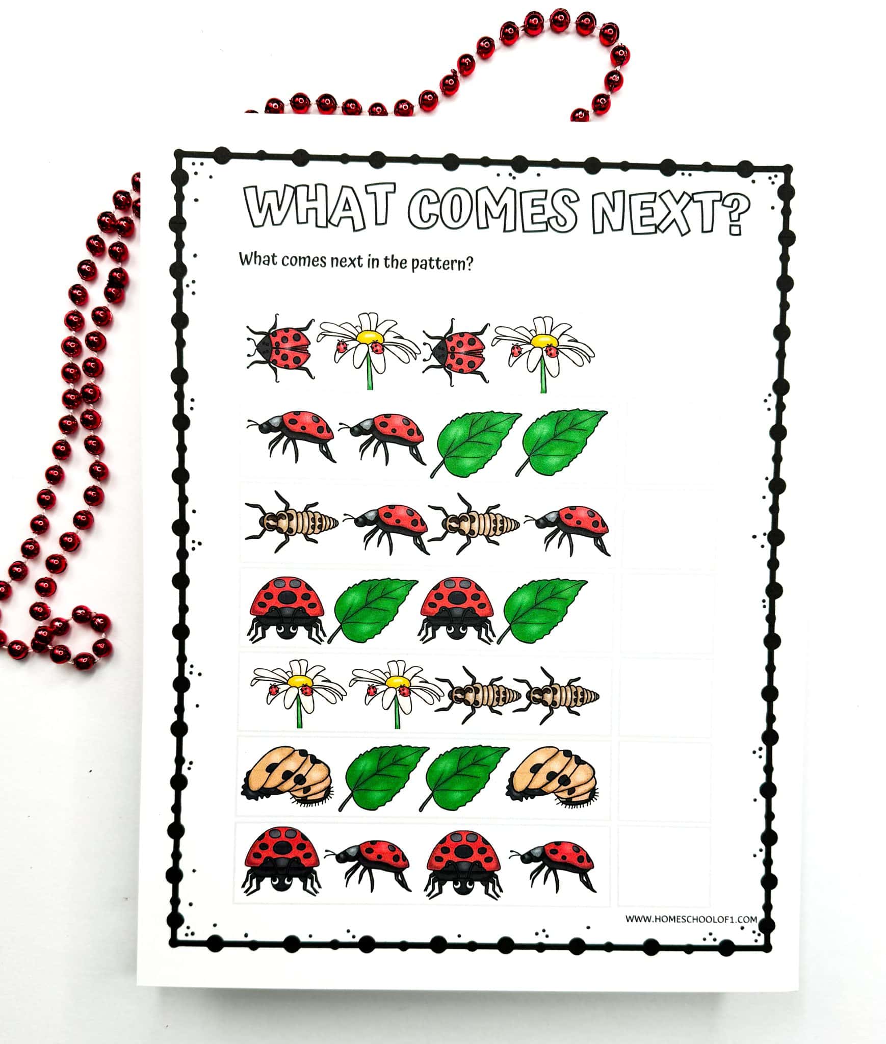 Free Ladybug Math Worksheet for Preschool Counting