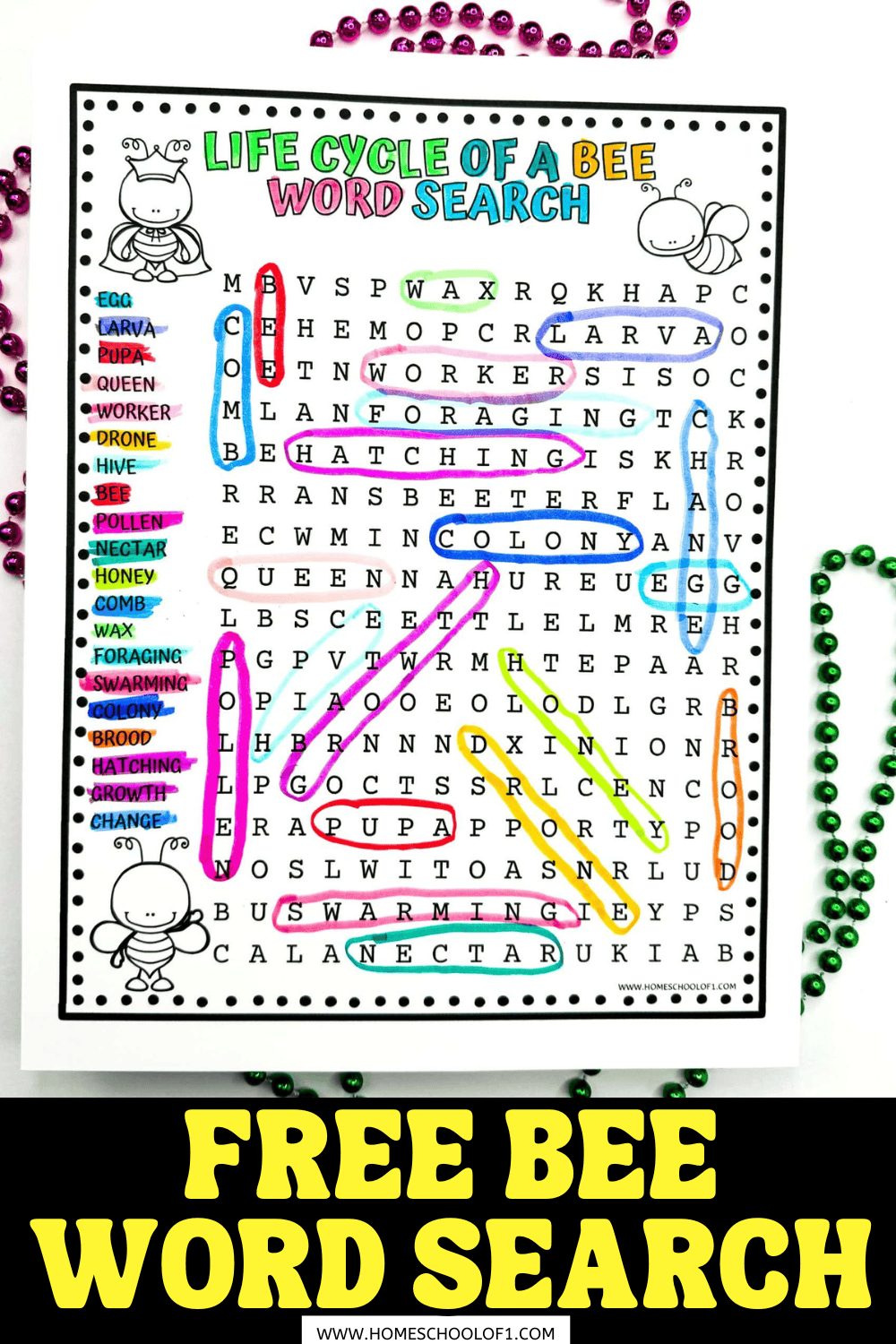 Free Bee Word Search Printable For Kids