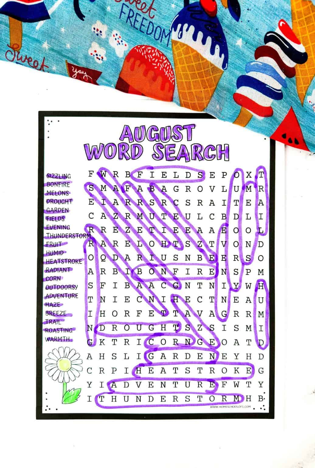 Free August Word Search Printable