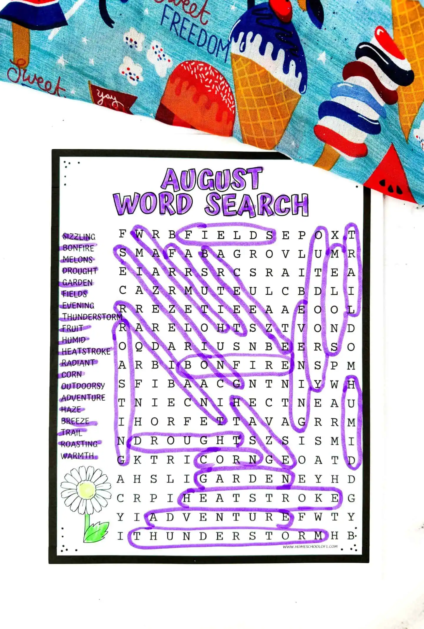 August Word Search (Free Printable Game)