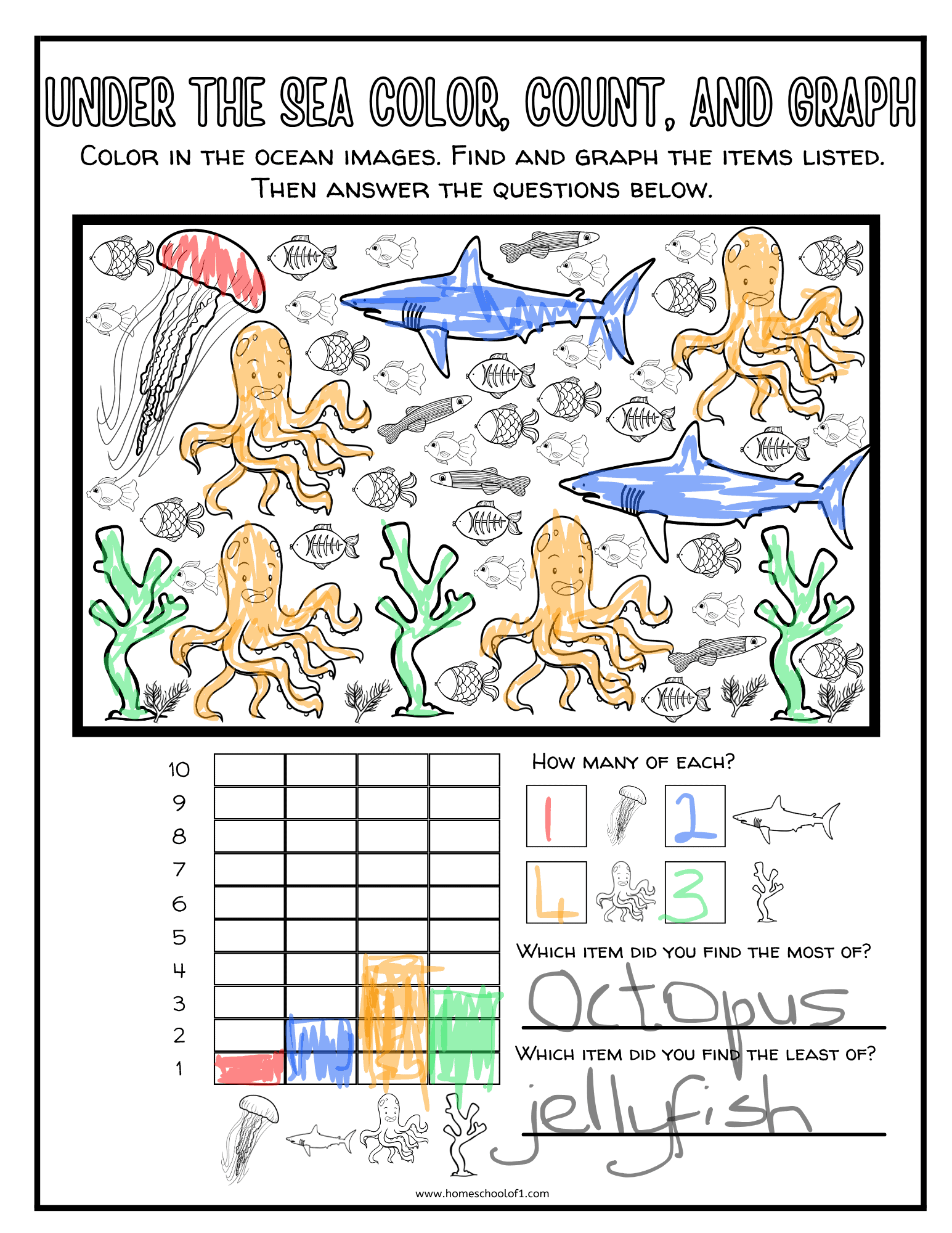 Under the Sea Graphing Worksheet (3 Free Printables)