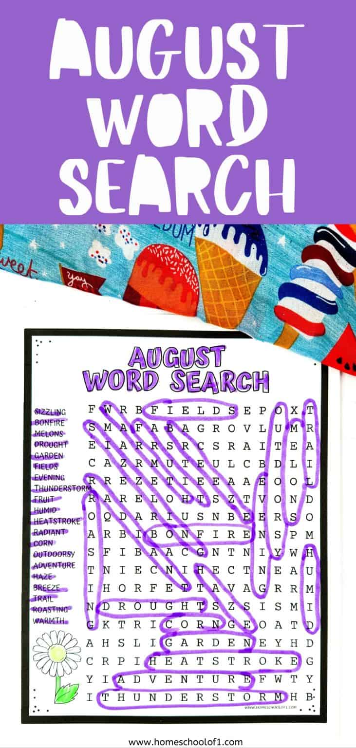 August Word Search (Free Printable Game)