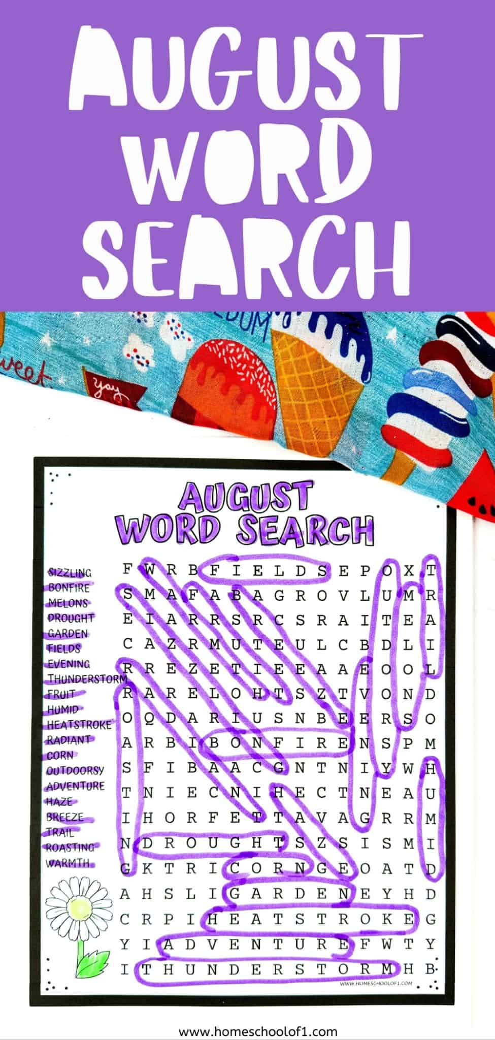 August Word Search (Free Printable Game)