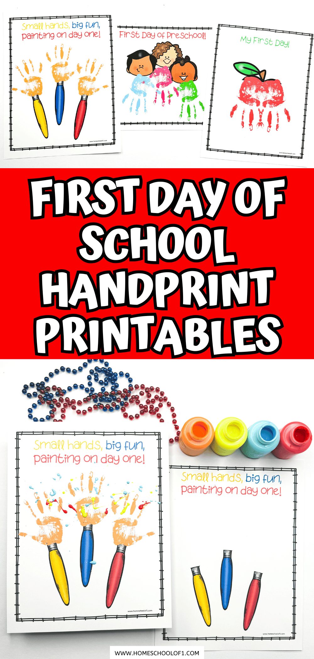 First Day of School Handprint Craft (Free Printable Keepsake)