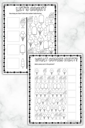 Free Ice Cream Math Worksheets for Preschool & Kindergarten