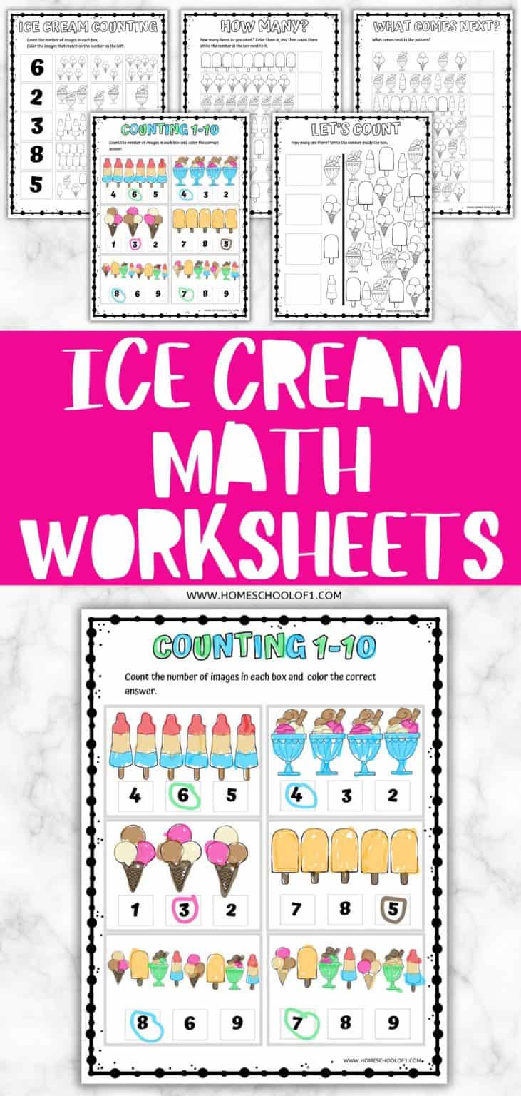 5 Free Ice Cream Math Worksheets for Preschoolers