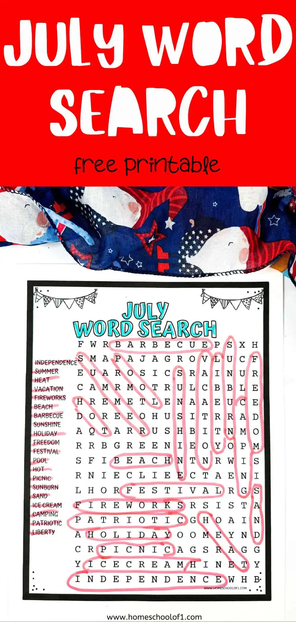 July Word Search (Free Printable)