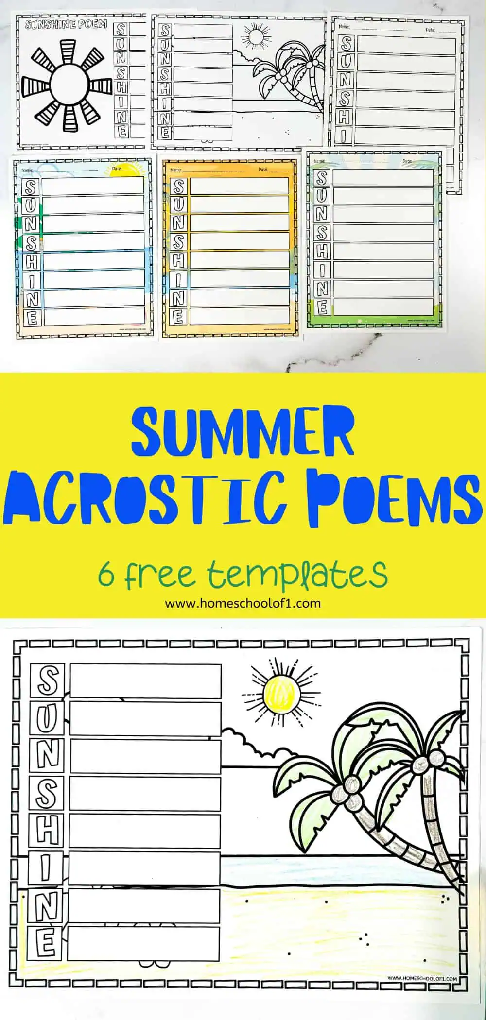 Summer Acrostic Poem Template (6 Free Worksheets)