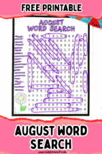 Free August Word Search Printable
