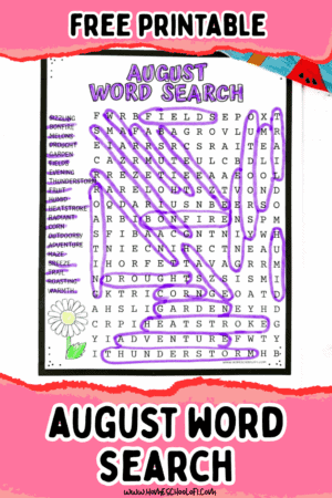 Free August Word Search Printable