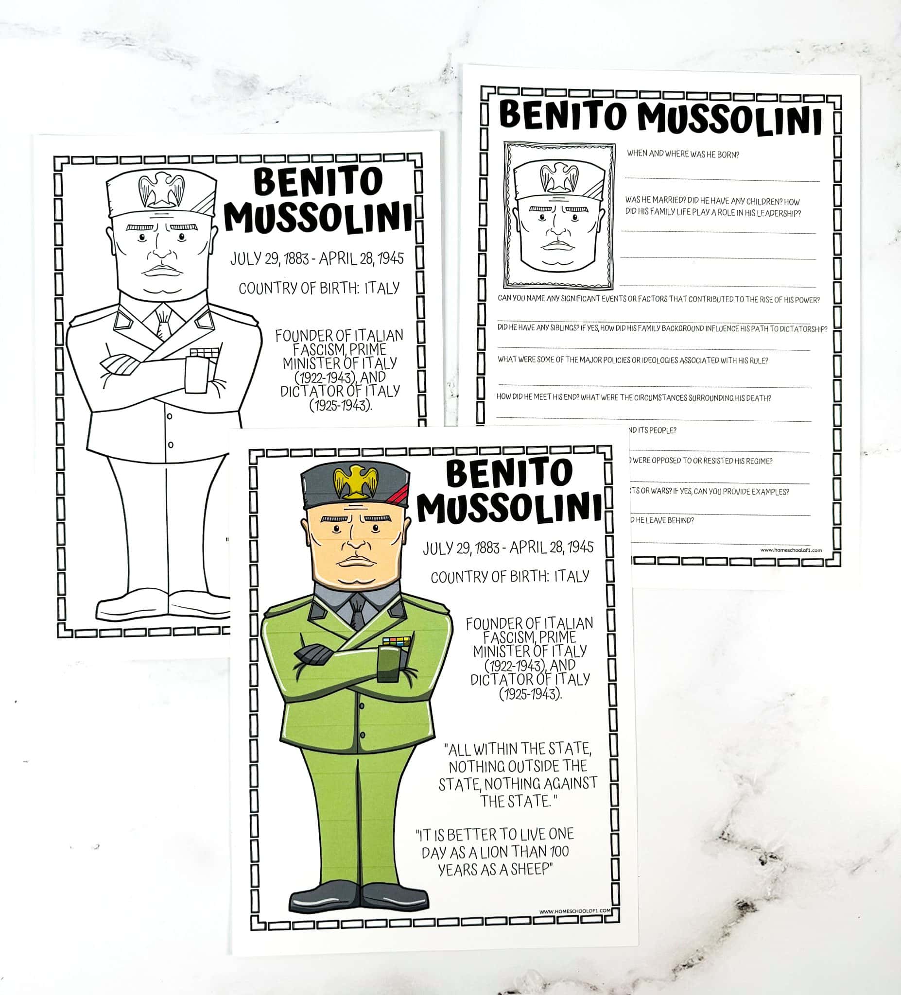 Famous Dictatorship Worksheets